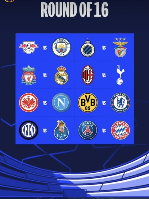 [공식발표] ‘토트넘vsAC밀란’ ‘나폴리vs프랑크푸르트’ UCL 16강 대진 확정